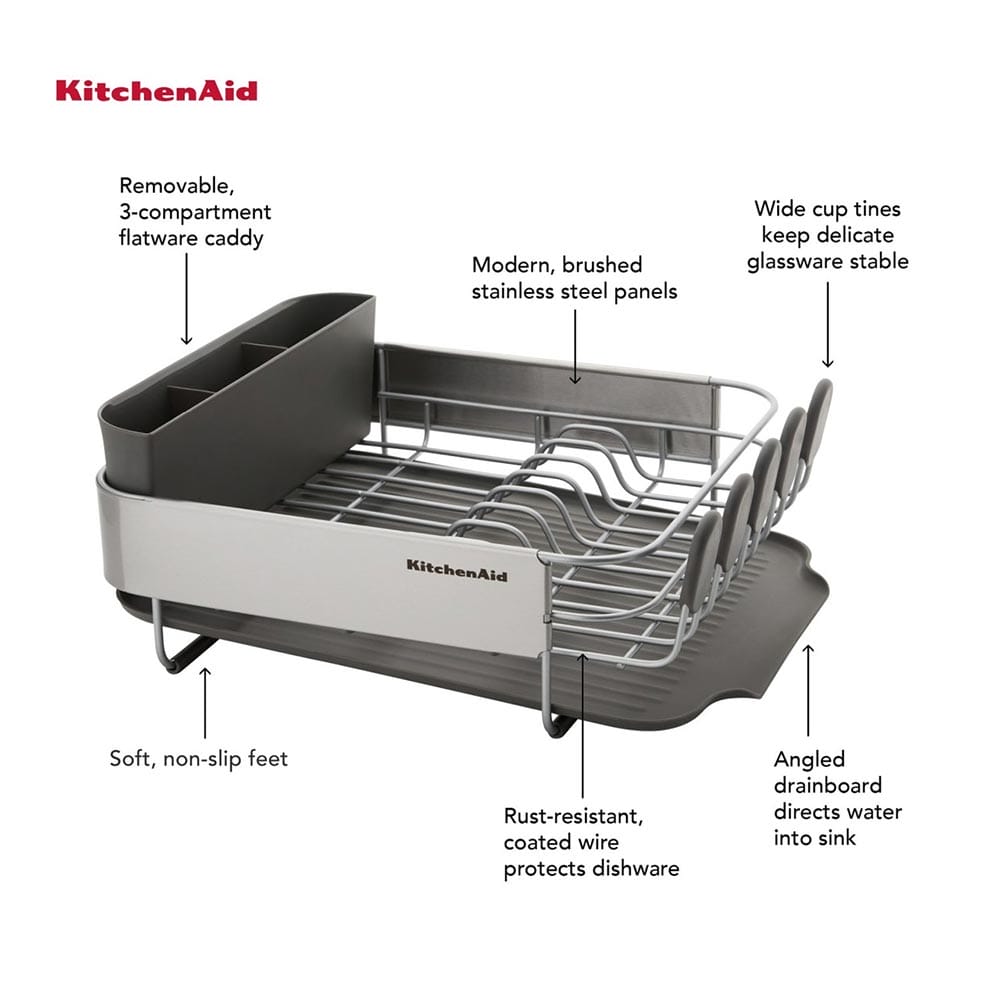 KitchenAid KEG895BXCGA Compact Dish Drying Rack in Charcoal Grey