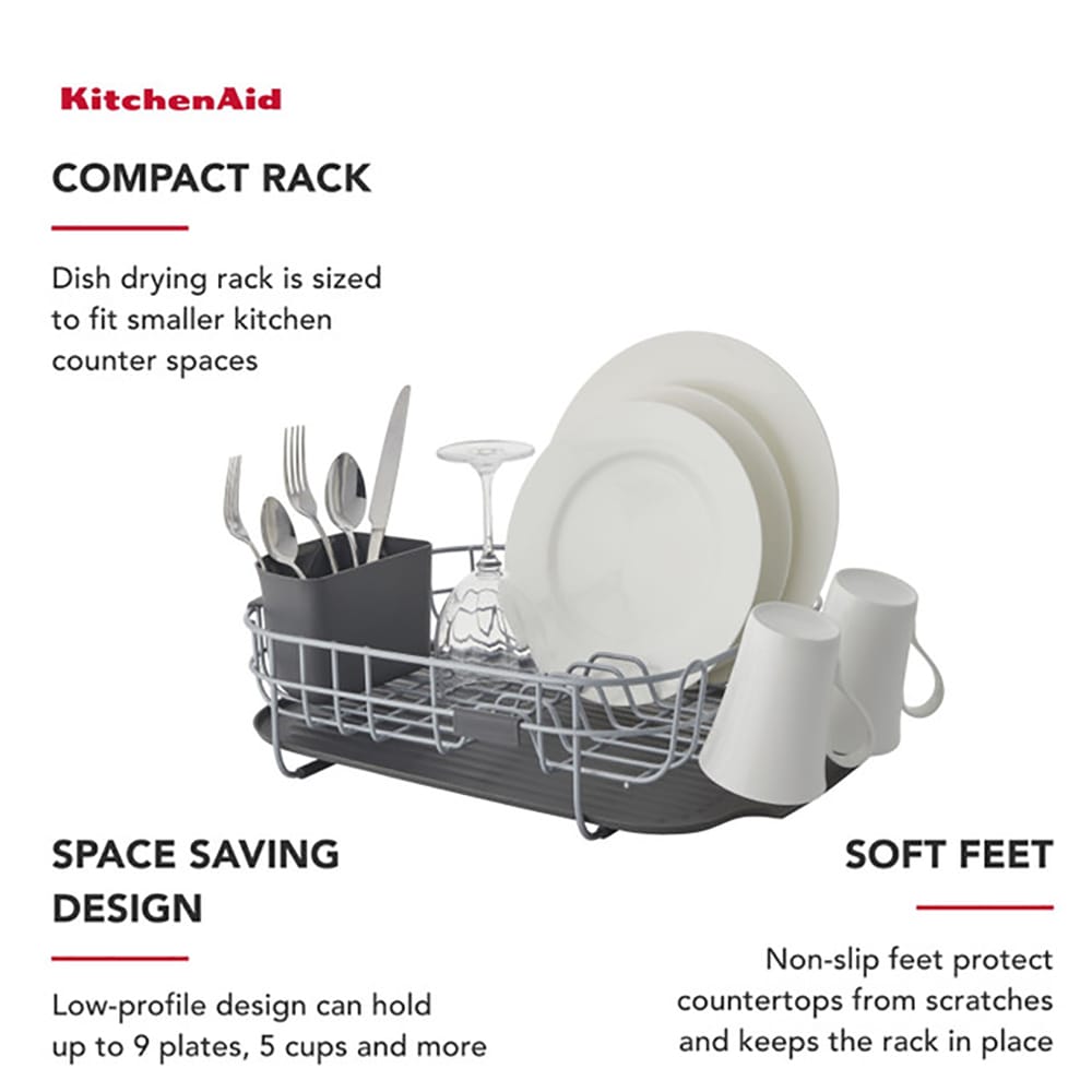 KitchenAid KEG197OSGR Low Profile Dish Dry Rack in Grey